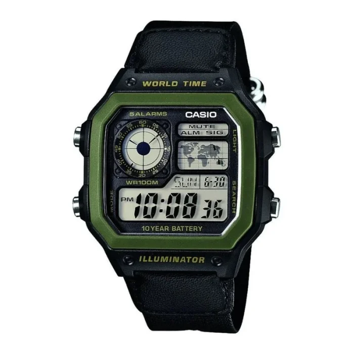 CASIO AE-1200WHB-1B, AE-1200WHB-3B WHB ILLUMINATOR DIGITAL WORLD TIME ...